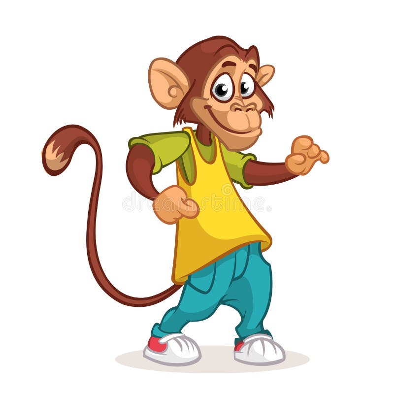 Cartoon monkey dancing stock illustration. Illustration of black ...