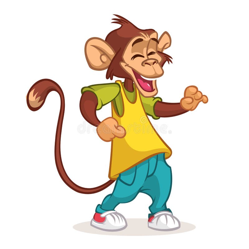 Cartoon monkey dancing stock illustration. Illustration of jeans ...