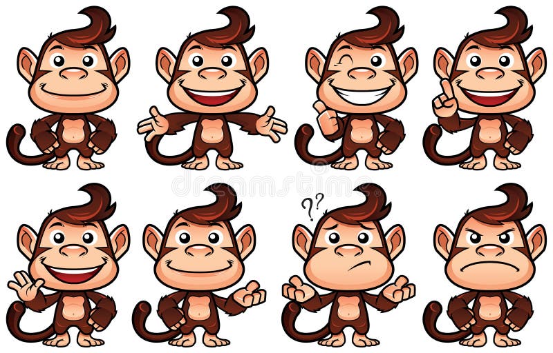Monkey Poses Cartoon Stock Illustrations – 258 Monkey Poses Cartoon ...