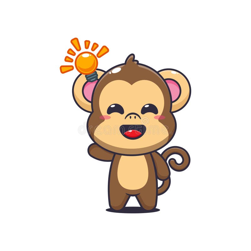 Monkey Cartoon Vector Illustration Get an Idea Stock Vector ...