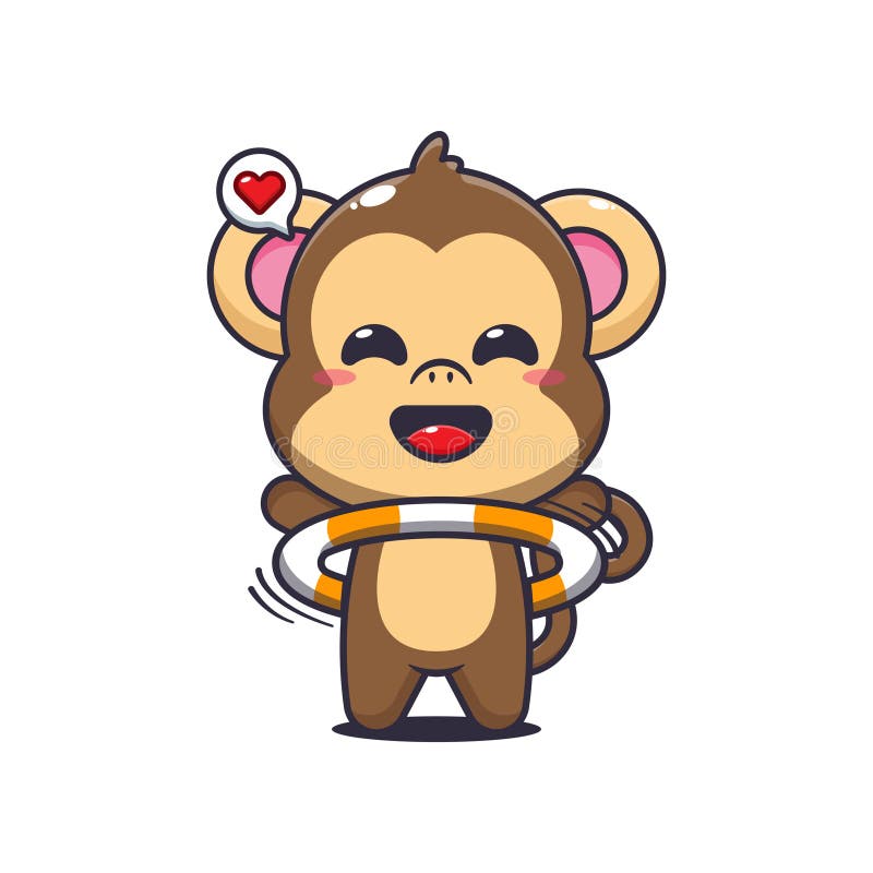 Monkey Cartoon Vector Illustration Playing Hula Hoop Stock Vector ...
