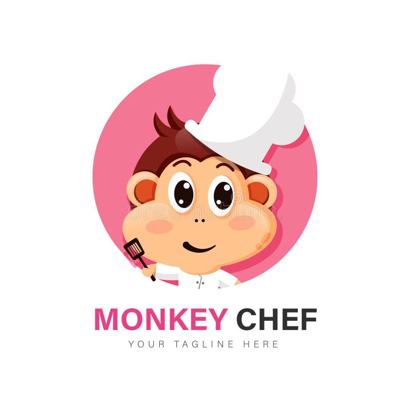 Monkey chef logo design stock vector. Illustration of banana - 196691450
