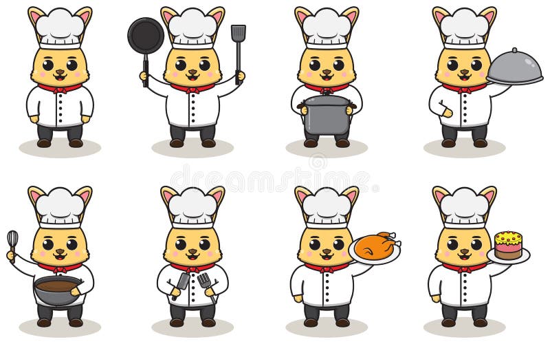 Vector Illustration of Chef Rabbit Cartoon. Stock Vector - Illustration ...