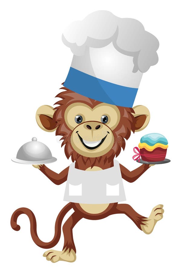 Ape Chef stock vector. Illustration of smiling, tray - 10884790