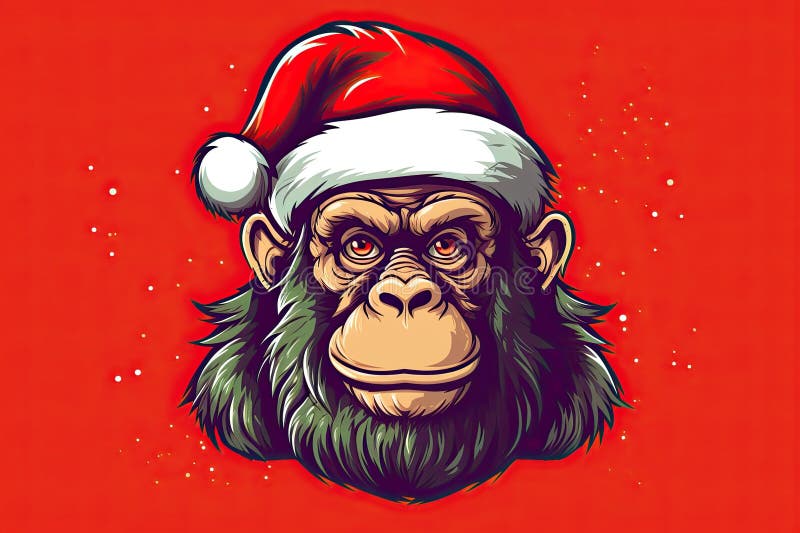 Monkey with Christmas Santa Hat Cartoon AI Generated Stock Illustration ... Monkey with Christmas Santa Hat Cartoon AI Generated Stock Illustration ...