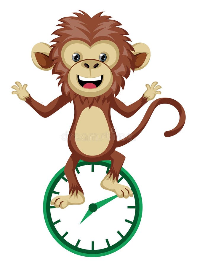 Monkey clock. stock illustration. Illustration of animal - 58402812