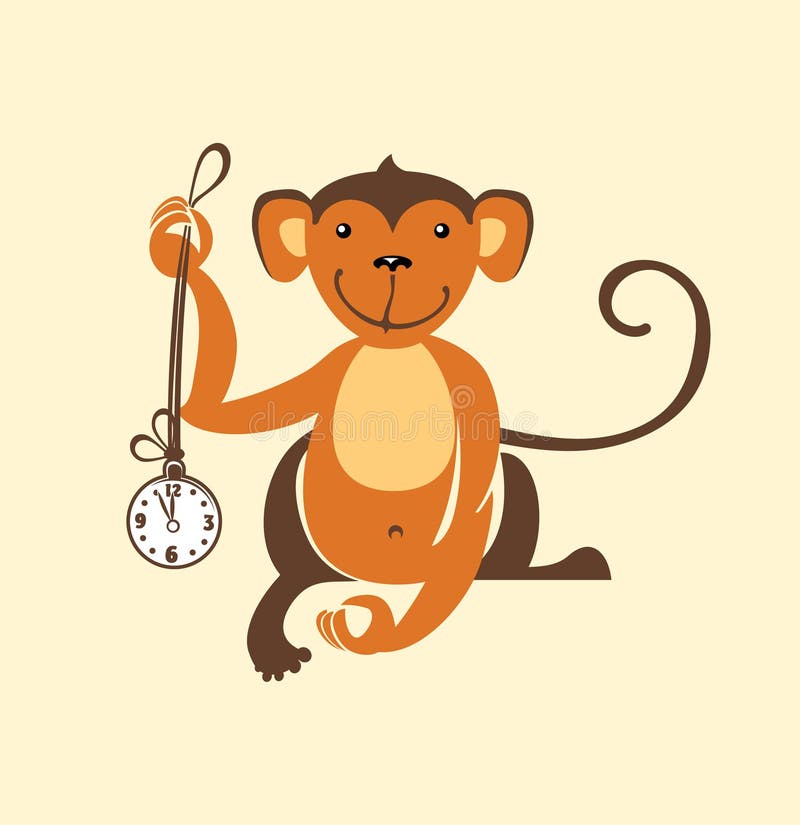 Monkey clock. stock illustration. Illustration of animal - 58402812