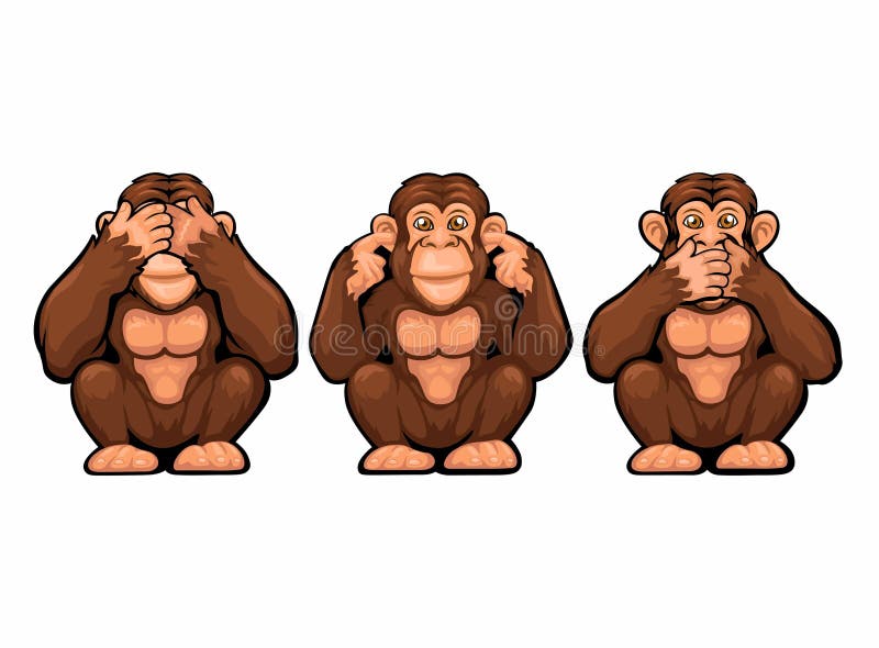 Monkey Close Eye, Ear and Mouth Character Set Illustration Vector Stock ...