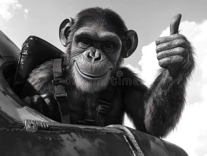 Monkey in cockpit stock image. Image of animal, pilot - 364315133