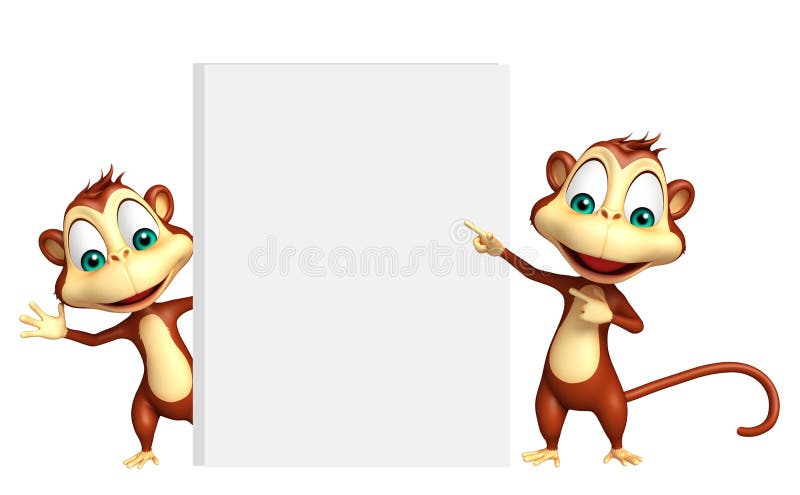 Monkey Collection with White Board Stock Illustration - Illustration of ...