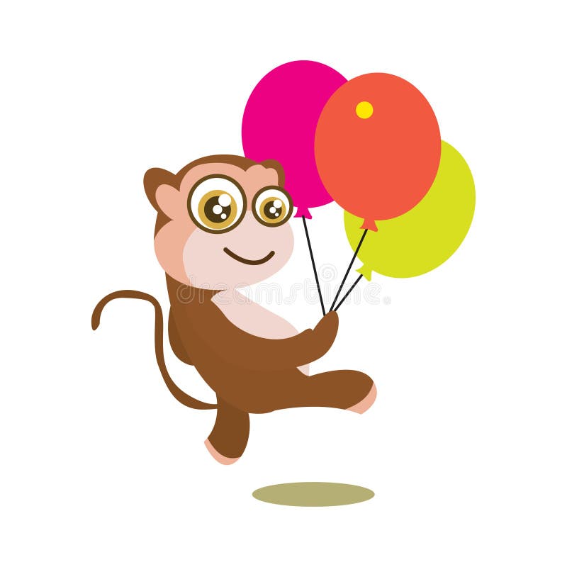 Monkey with Colorful Balloons. Vector Illustration Decorative Design ...