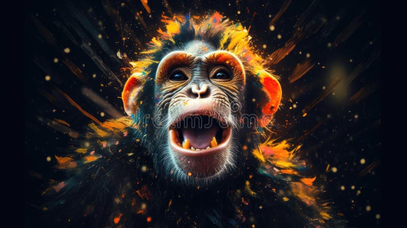 Monkey Colorful Explosion AI Generated Stock Image - Image of dynamic ...