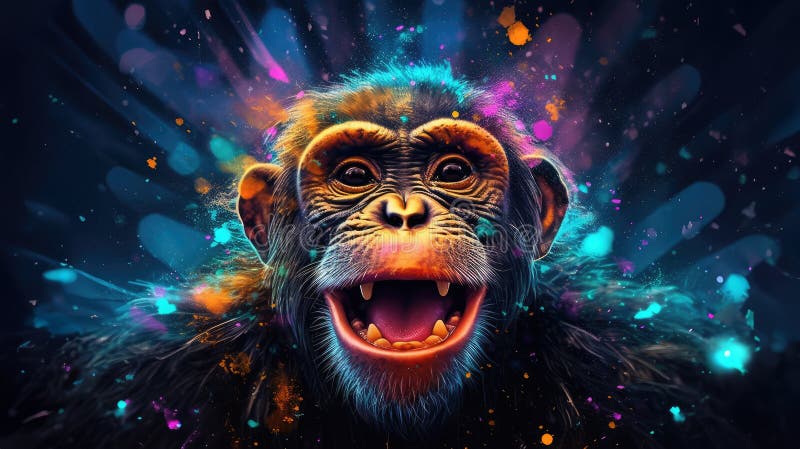 Monkey Colorful Explosion AI Generated Stock Photo - Image of imagery ...