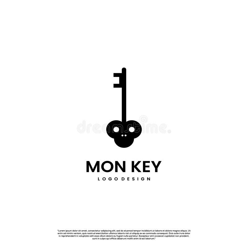 Monkey Combine with Key Logo Design Concept Stock Vector - Illustration ...