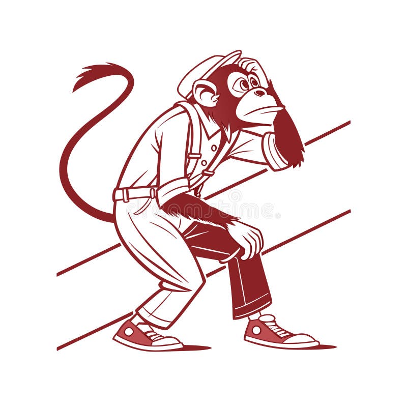 Monkey Confused in Comic Style Stock Photo - Illustration of animal ...