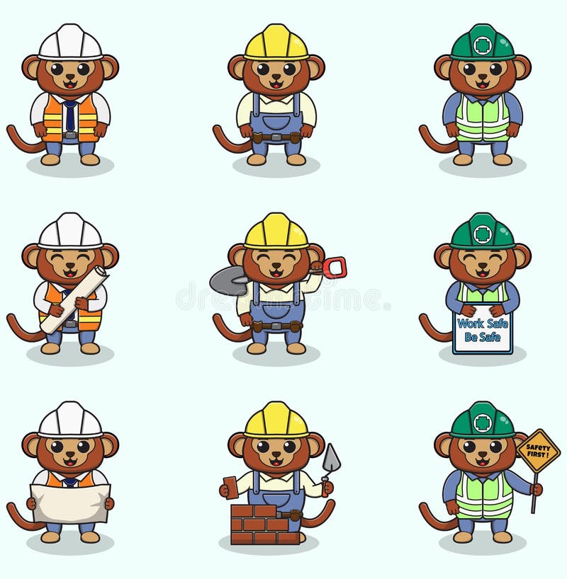Cartoon Monkey Construction Stock Illustrations – 191 Cartoon Monkey ...