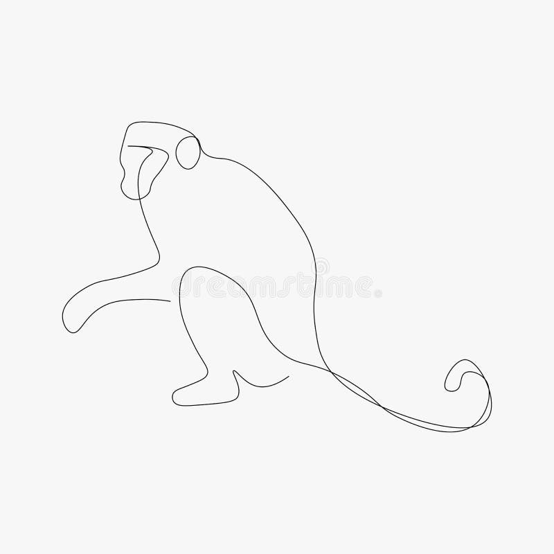 Monkey Drawing Line Vector Design Stock Illustration - Illustration of ...