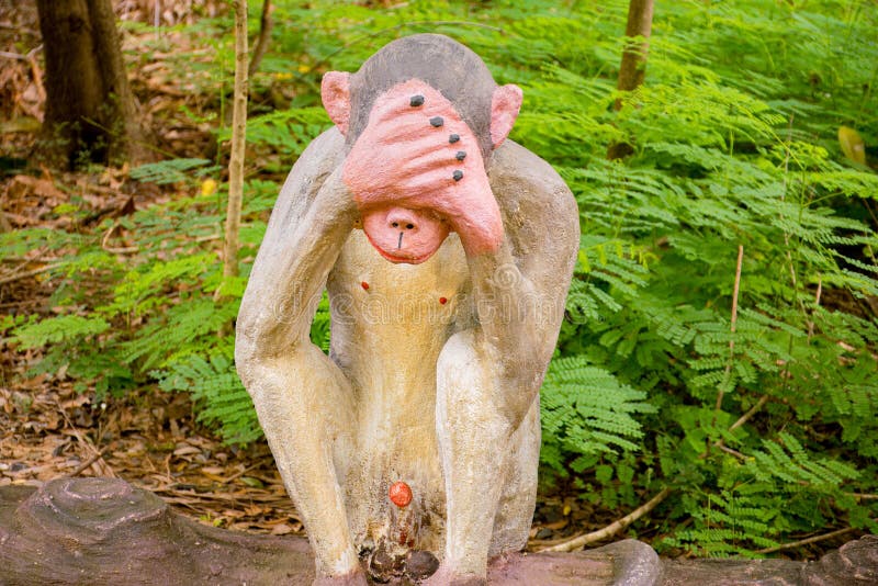 Monkey Covering His Face with His Hands Stock Photo - Image of primate ...