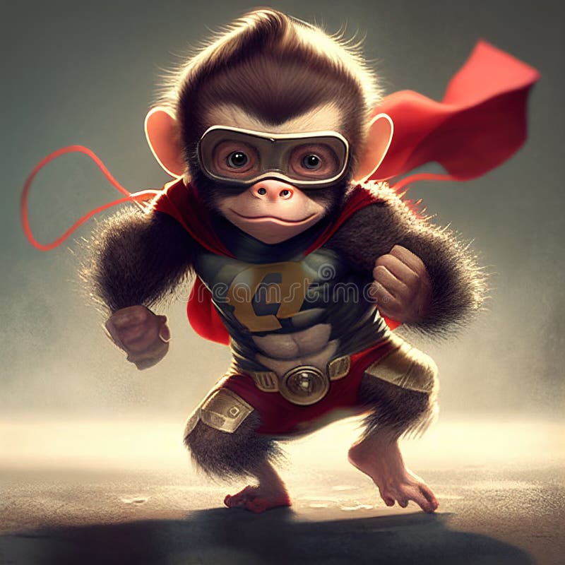 Monkey cute a a super hero stock illustration. Illustration of ...