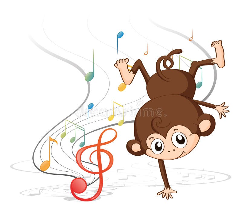 Musical Monkey stock vector. Illustration of mammals - 59838252
