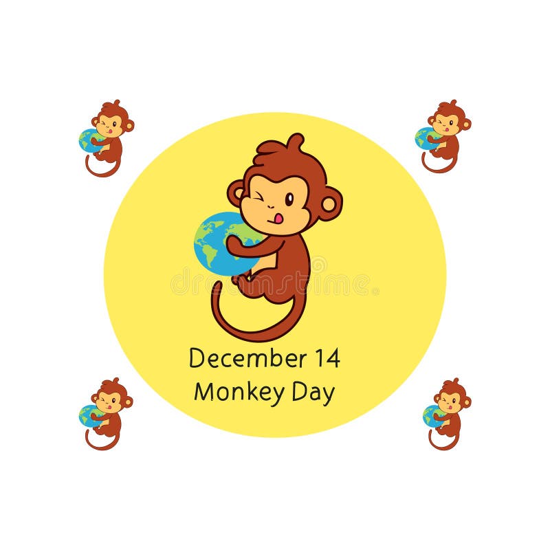 Monkey Day is Celebrated Every Year on 14 December Vector Stock Vector ...