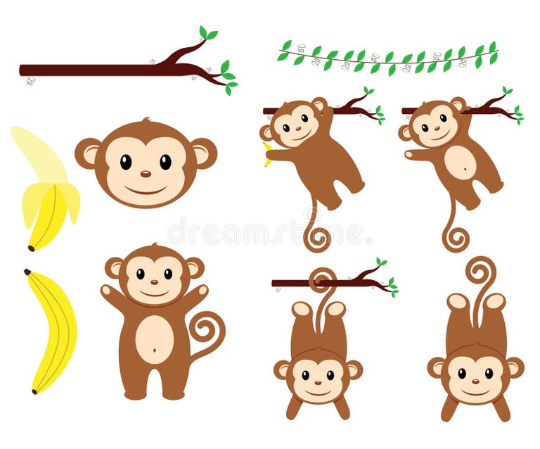 Monkey Designs stock vector. Illustration of adorable - 31210893