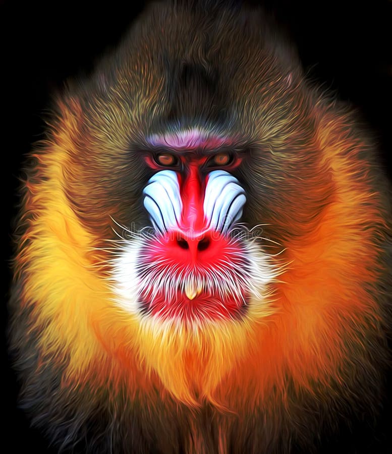 Monkey digital painting stock illustration. Illustration of monkey ...