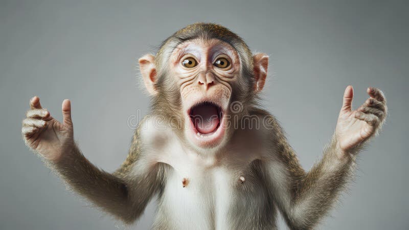Joyful Monkey Poses in Studio Stock Photo - Image of personality ...