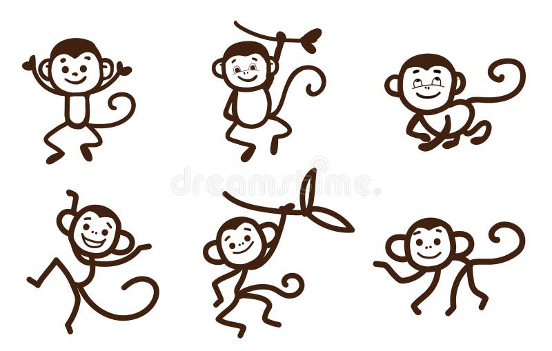 Monkey Doodle.Simple Animal Drawings Stock Vector - Illustration of ...