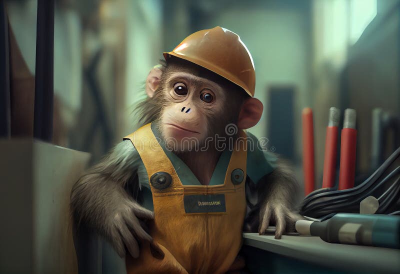 A Monkey Dressed As a Construction Worker Stock Photo - Image of attire ...