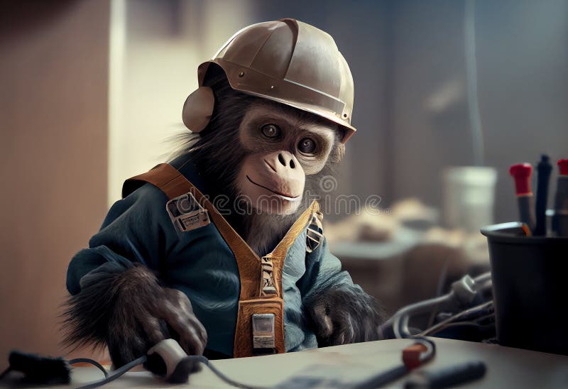 A Monkey Dressed As a Construction Worker Stock Image - Image of ...