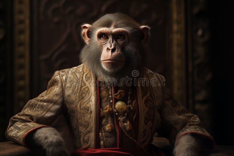 Monkey Dressed Medieval Clothes Illustration AI Generated Stock ...