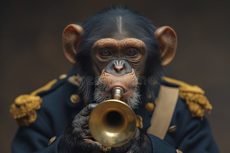 A Monkey Dressed in a Playing Music. Generative AI Stock Illustration ...