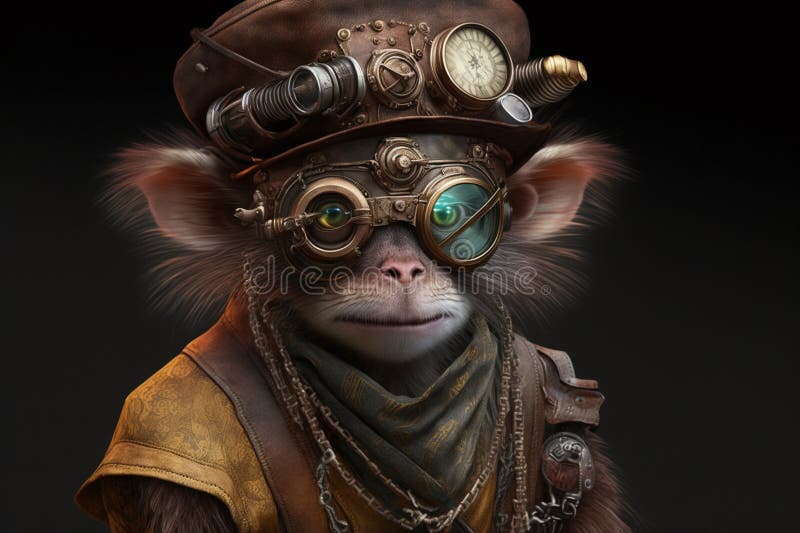 A Steampunk Outfit Adorns an Eagle in the Front. AI Stock Illustration ...