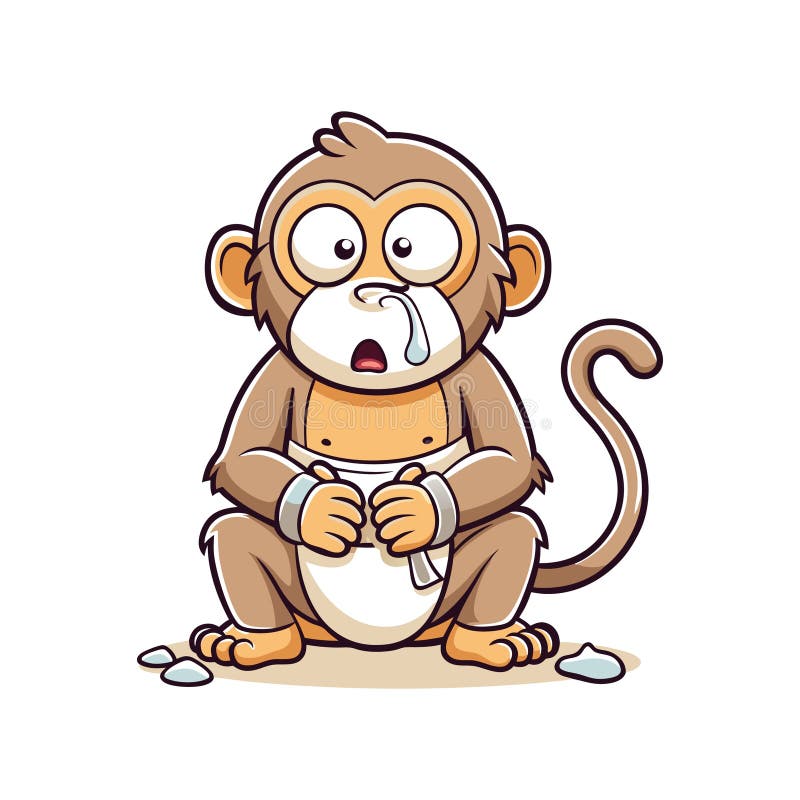 Monkey Drinking Water with Strain Stock Vector - Illustration of water ...