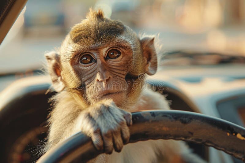Monkey Driving, Driver S License and Driver S License Concept Stock ...