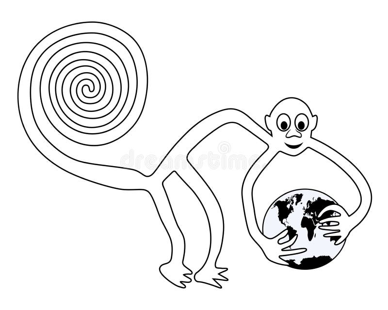 Monkey with the Earth in Hands - Paraphrase of the Famous Geoglyph of ...