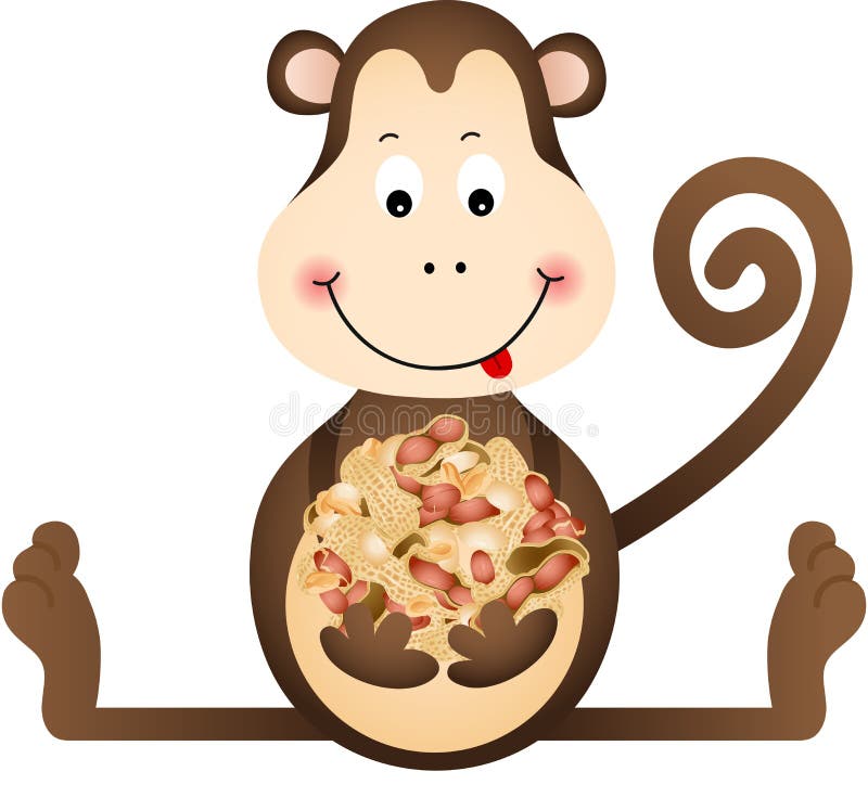 Monkey Eating Peanuts stock vector. Illustration of vector - 60777771