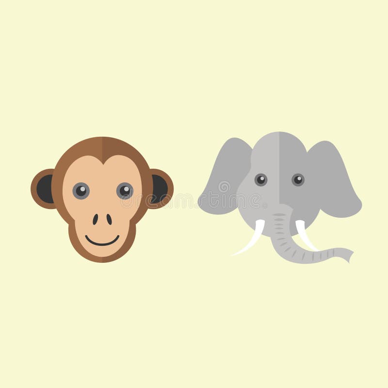 Monkey and Elephant. Vector Illustration Decorative Design Stock Vector ...