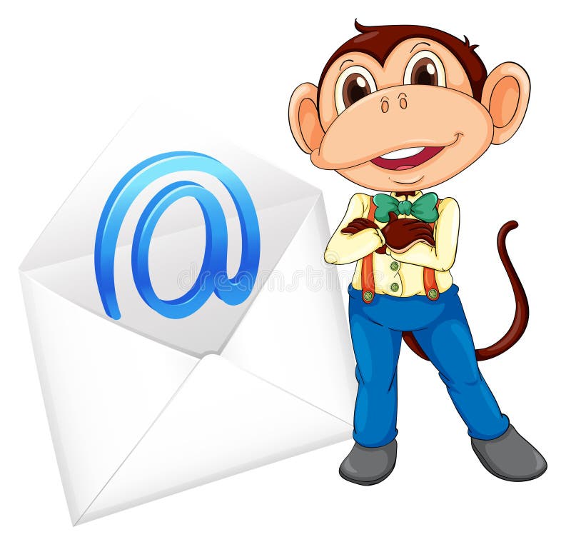 Monkey Email Internet Sign, Isolated on White Background Stock Vector ...
