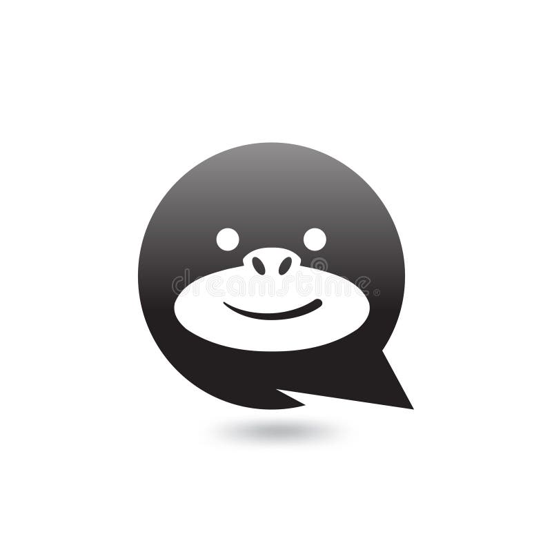Monkey Face with Circle Talk Logo Icon Vector Stock Illustration ...