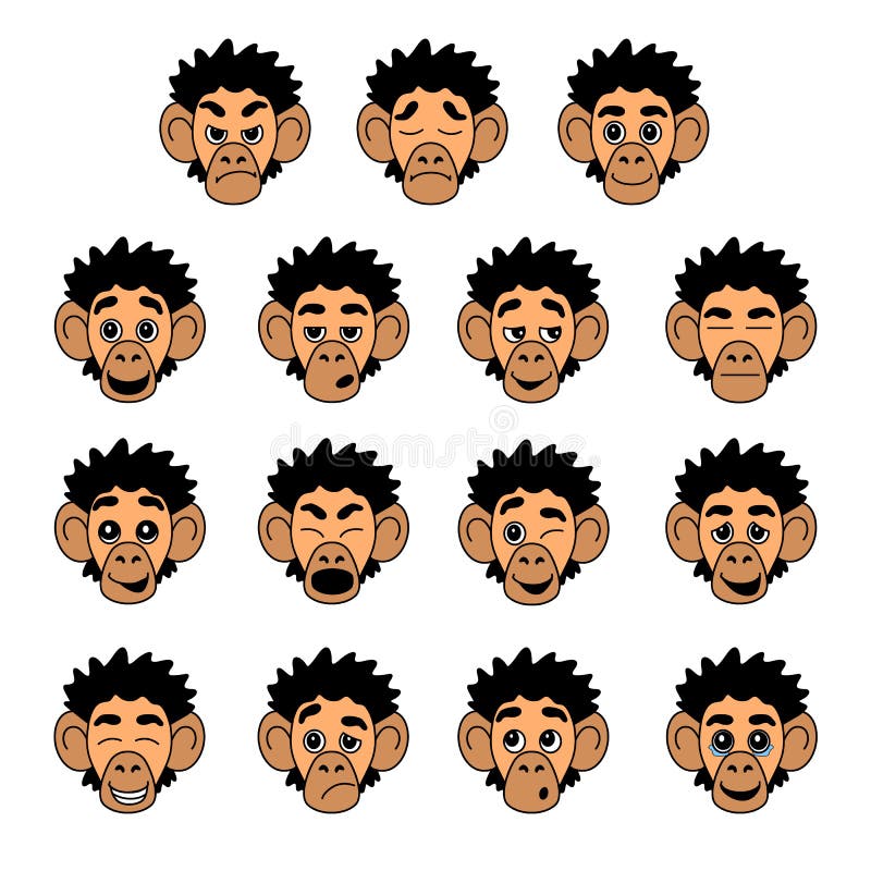 Monkey face expressions stock vector. Illustration of wondering - 62931918