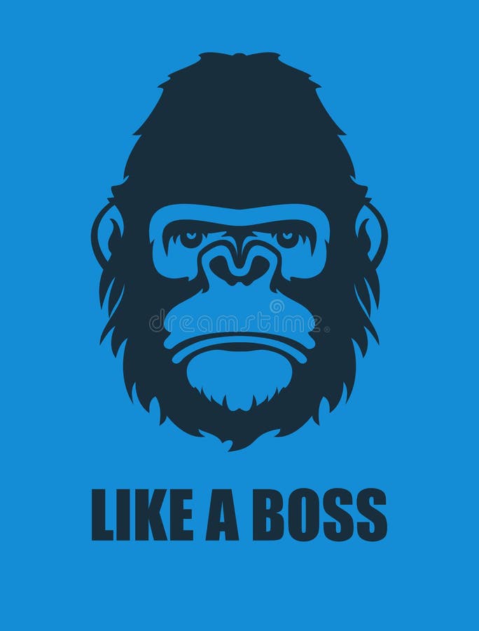 Monkey Face with Like a Boss Inscription Stock Vector - Illustration of ...