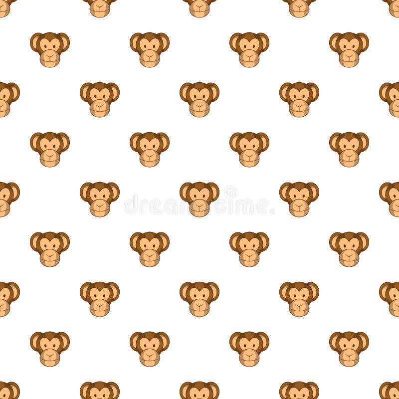 Monkey Face Pattern, Cartoon Style Stock Vector - Illustration of ...