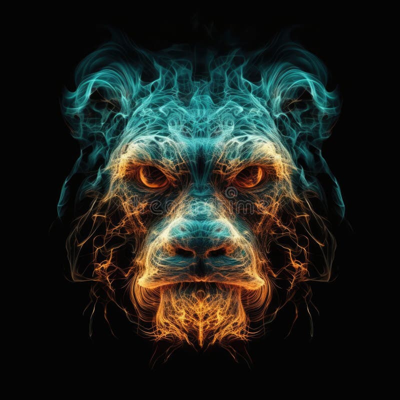 Dog Face Shape in Fire on Black Background. Generative AI Stock ...