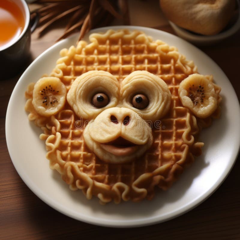 Monkey Face Waffle: a Charming and Artistic Delight Stock Illustration ...