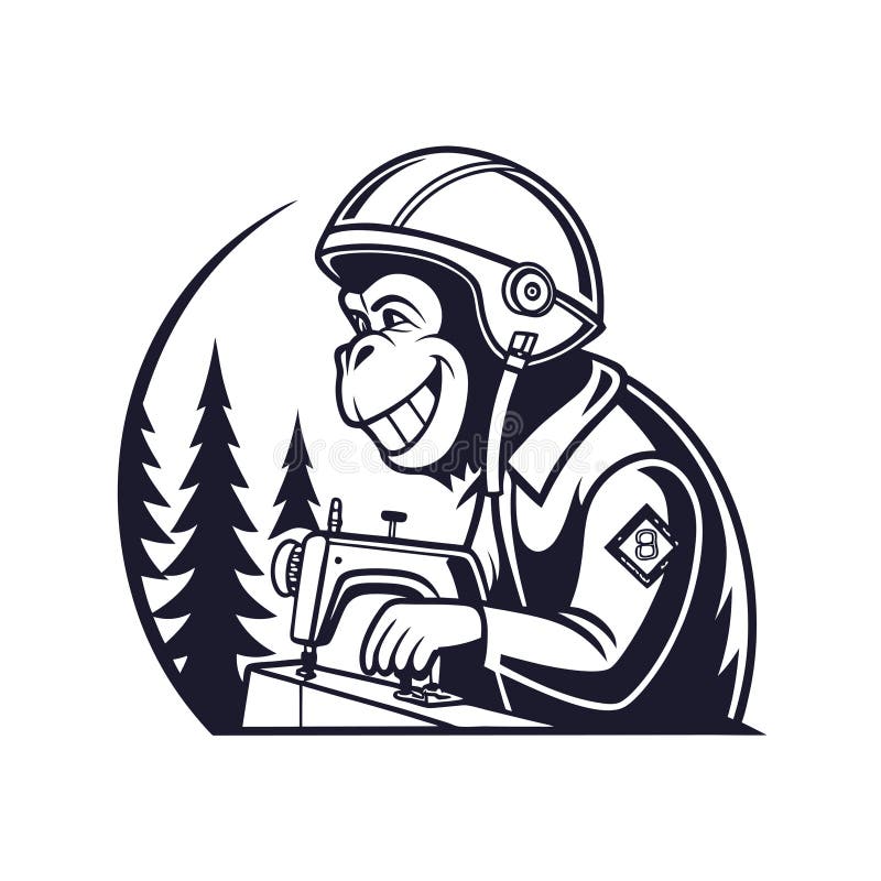 Monkey in a Feeble Sewing Situation Stock Image - Illustration of ...