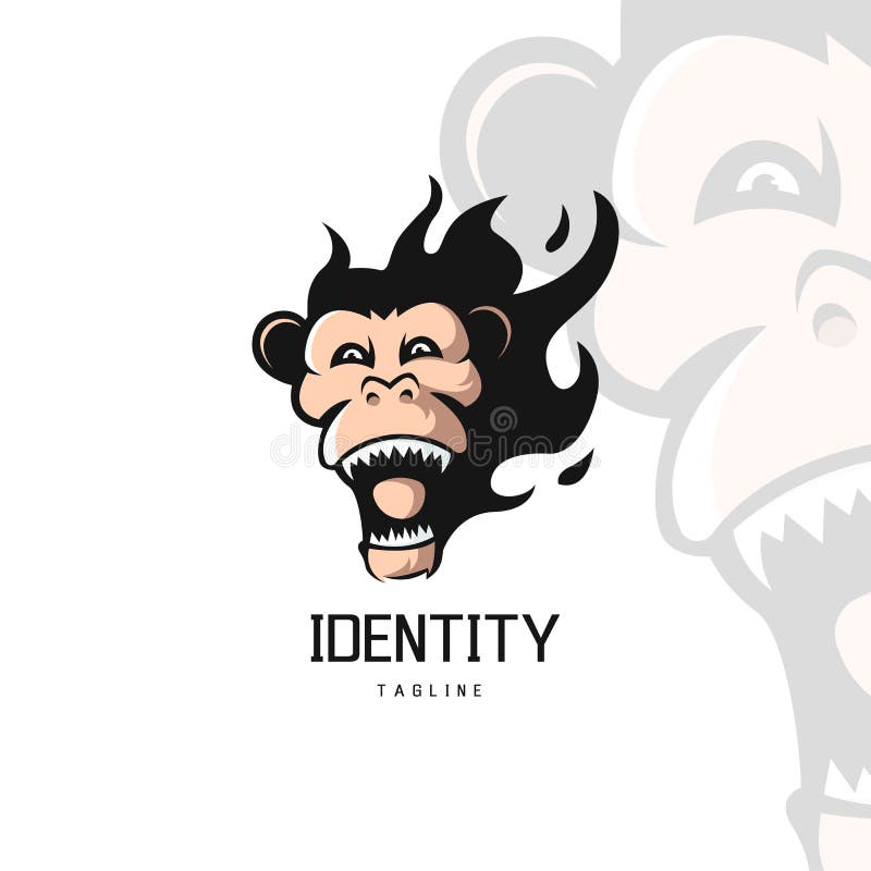 Monkey on fire stock vector. Illustration of head, chimp - 238572199