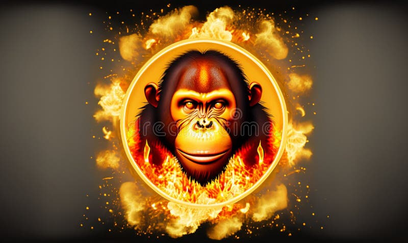 Monkey in fire stock illustration. Illustration of darkness - 293563463