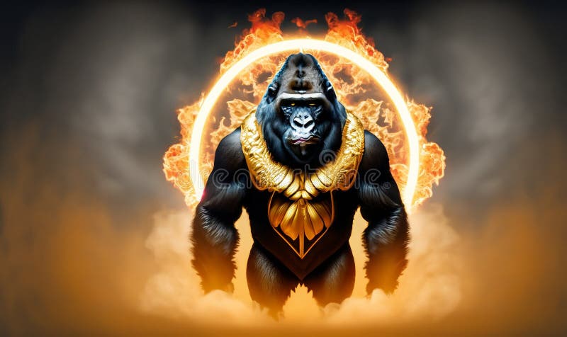Monkey in fire stock illustration. Illustration of head - 293563509